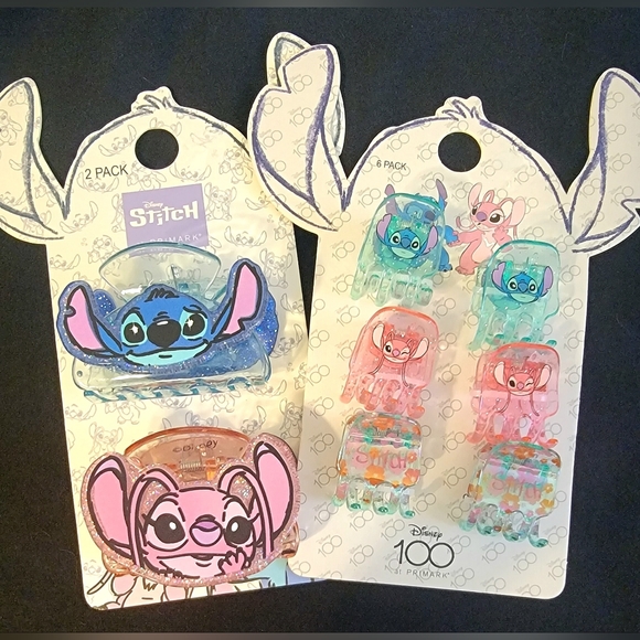 Disney | Accessories | Disney 8 Stitch And Angel Glitter Claw Hair ...